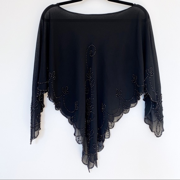 Vintage | Tops | Vintage Black Beaded Sheer Overlay | Poshmark